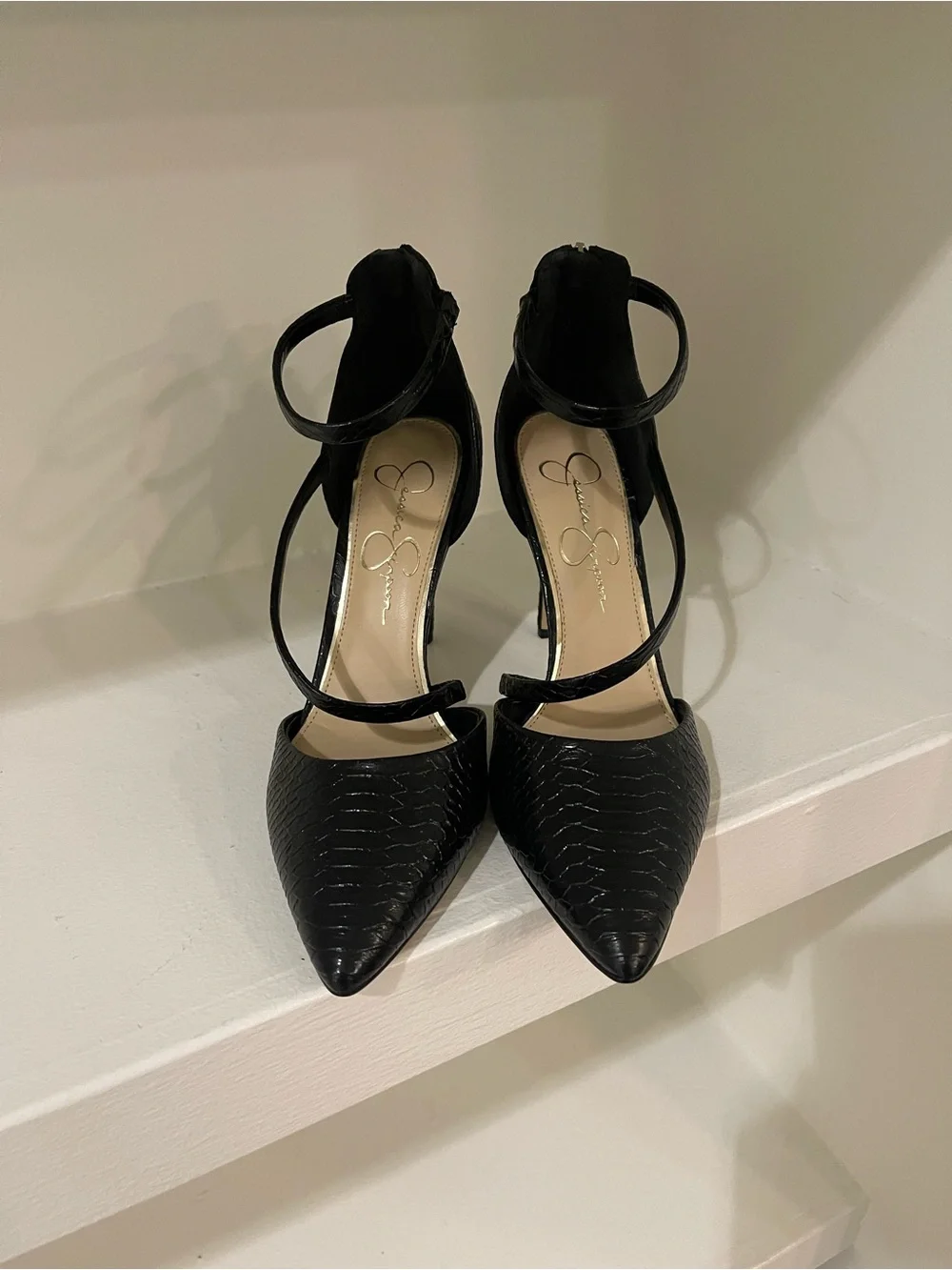 Jessica Simpson | Shoes | Jessica Simpson Black Snake Embossed Ankle ...